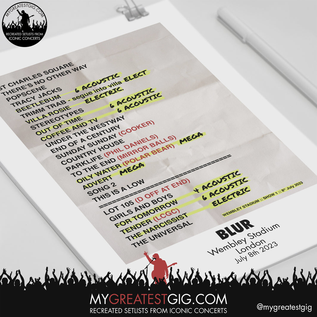 Recreated Setlist Art - Replica Set List Poster Shop – My Greatest Gig