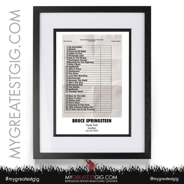 Bruce Springsteen - London - July 6th 2023 Recreated Setlist Poster ...