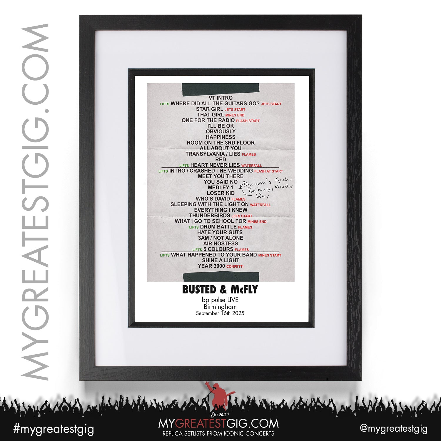 Busted & McFly - 2025 Tour - Replica Setlist Posters – My Greatest Gig