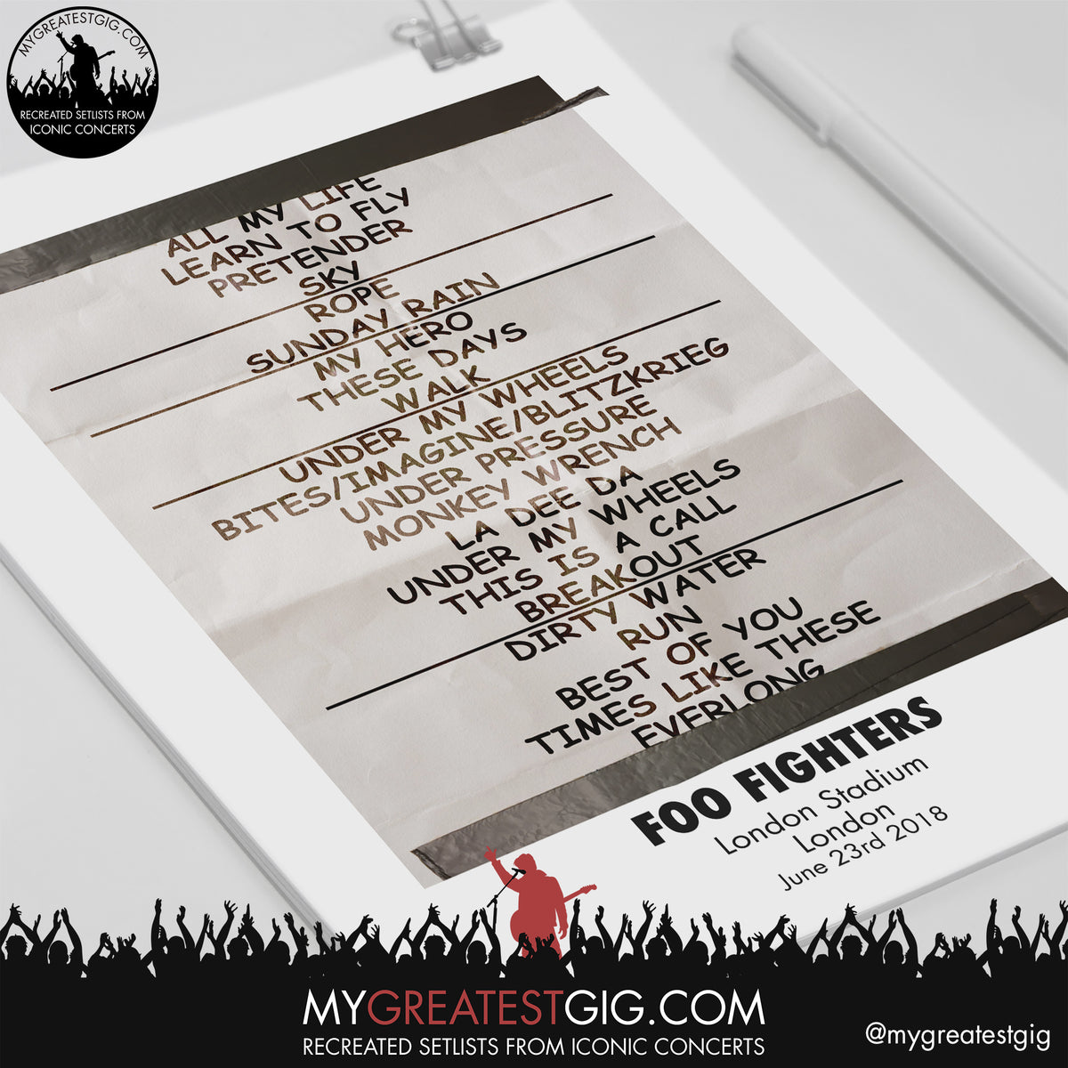 Foo Fighters - London - June 23rd 2018 Recreated Setlist Poster – My ...