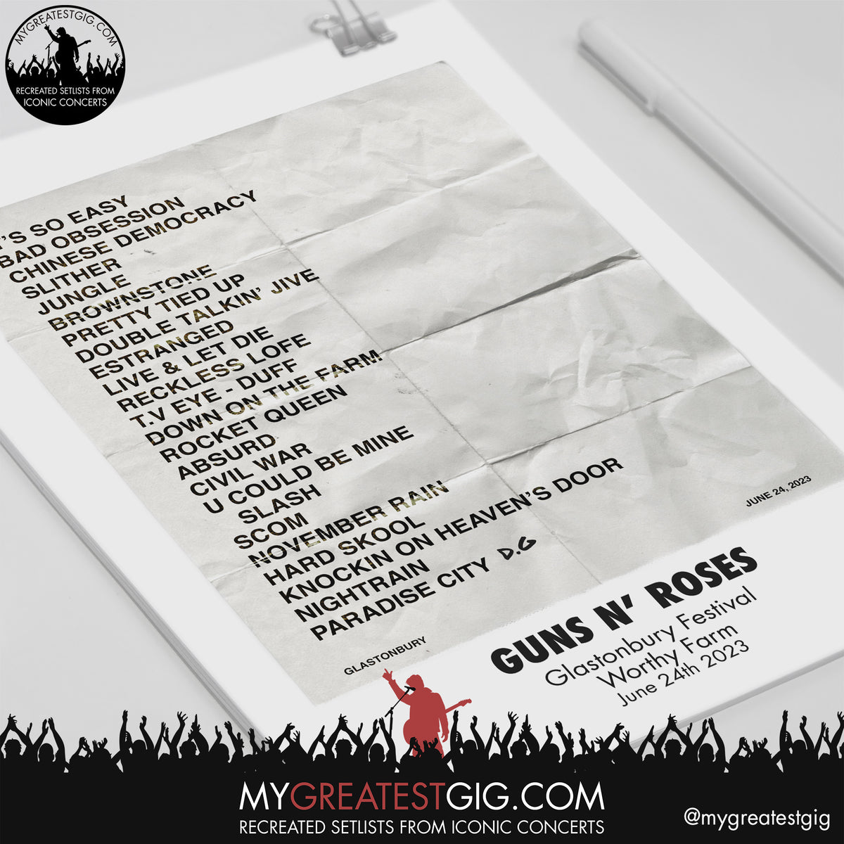Guns N Roses - Glastonbury Festival - June 24th 2023 Recreated Setlist ...