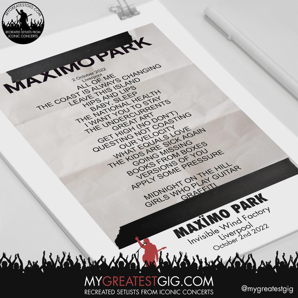 Maximo Park - Liverpool - October 2nd 2022 Recreated Setlist Poster ...