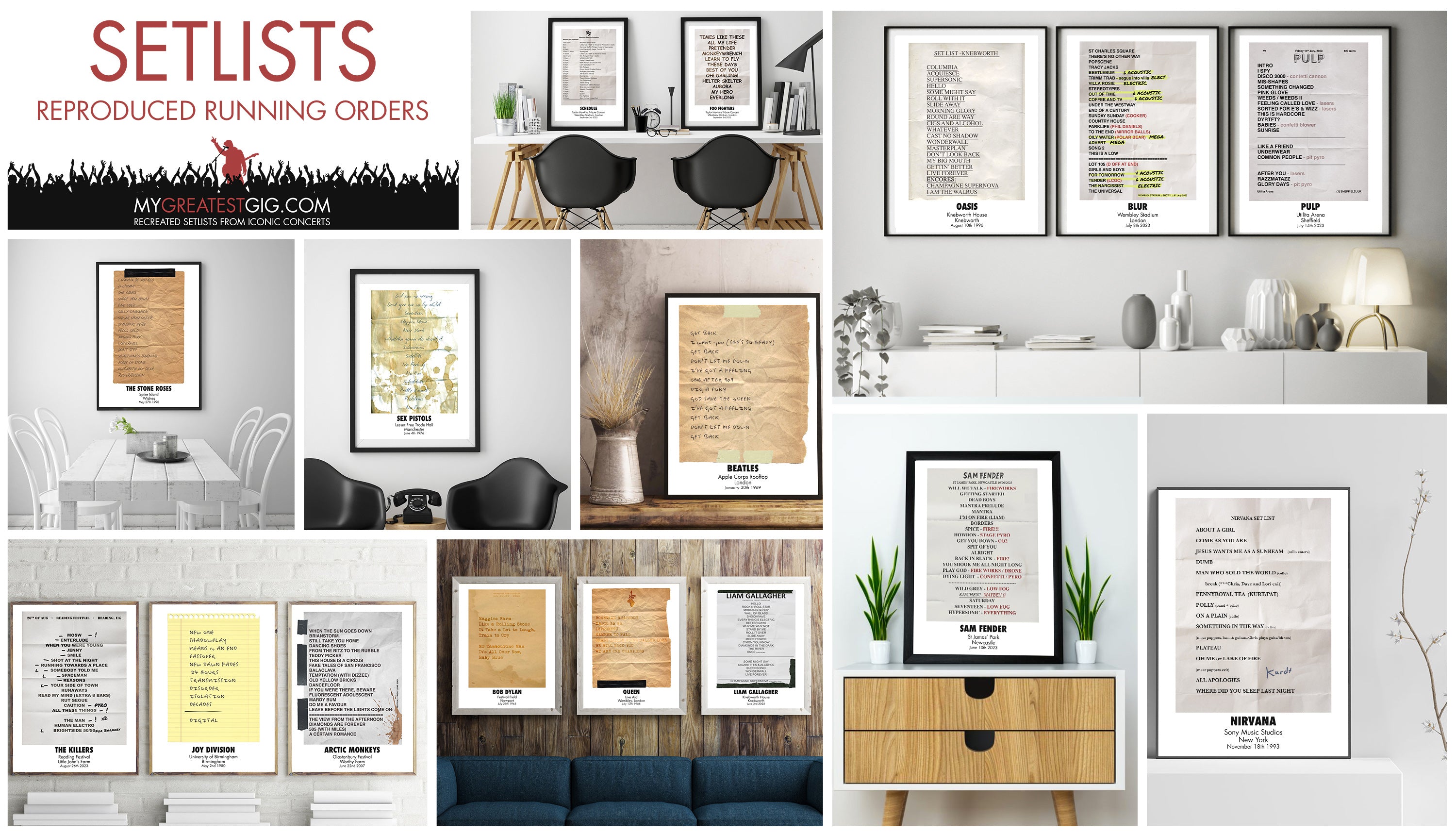 Recreated Setlist Art - Replica Set List Poster Shop – My Greatest Gig