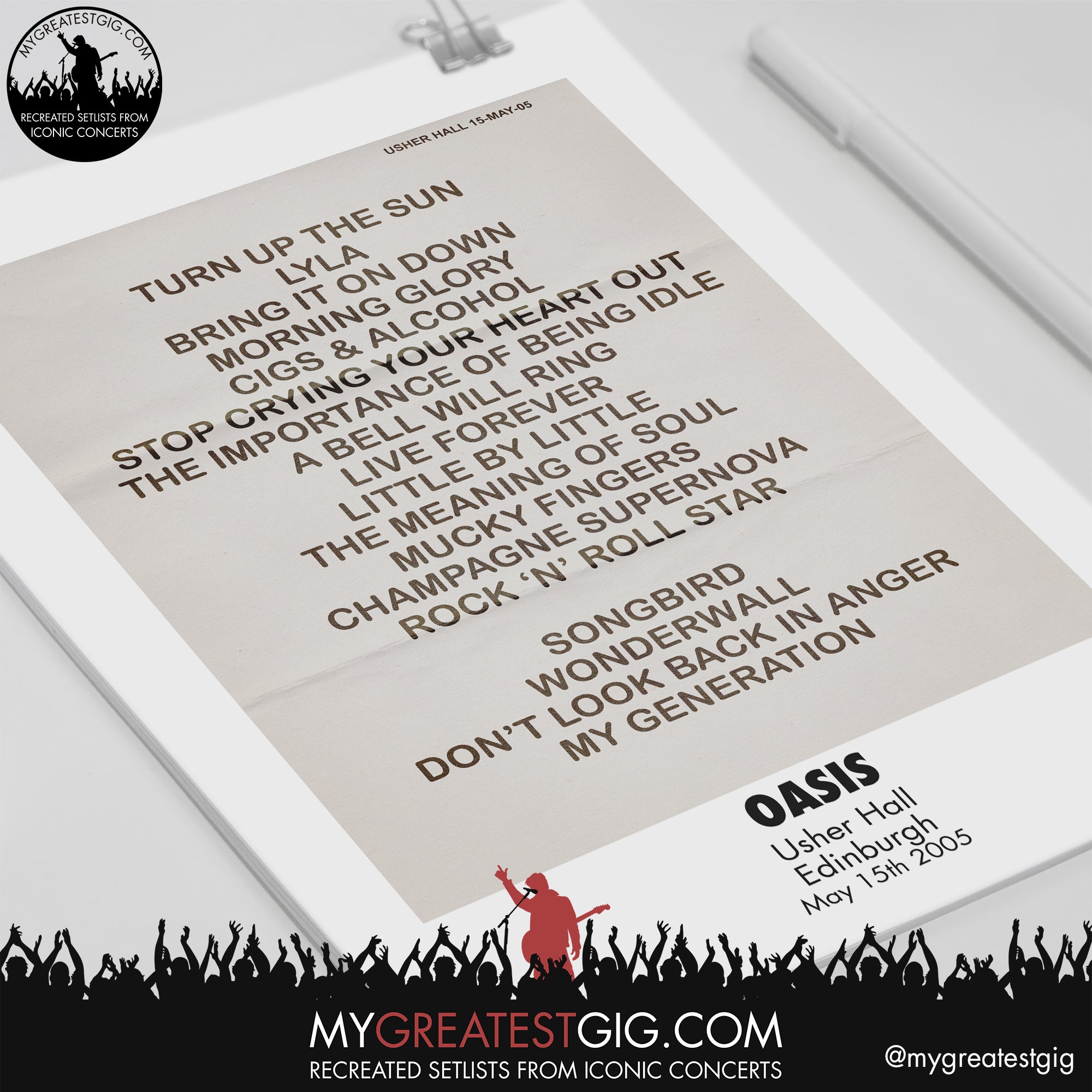 Oasis - Edinburgh - May 15th 2005 Recreated Setlist Poster – My ...