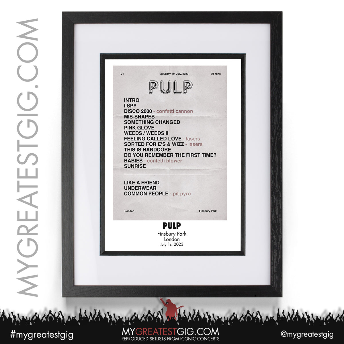 Pulp - Finsbury Park - July 1st 2023 Recreated Setlist Poster – My ...