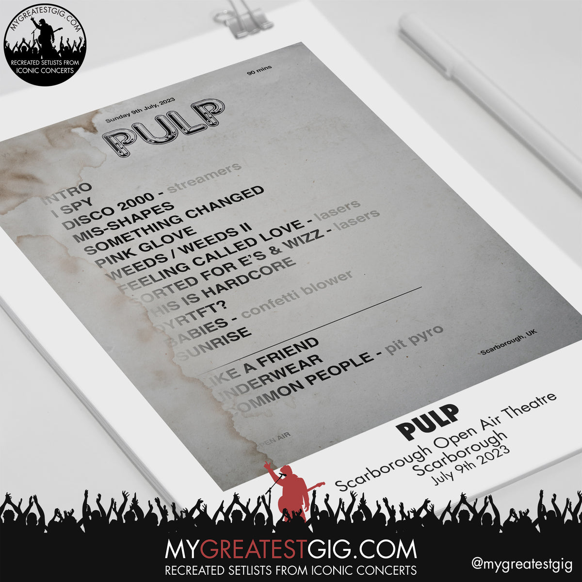 Pulp - Scarborough - July 9th 2023 Recreated Setlist Poster – My ...