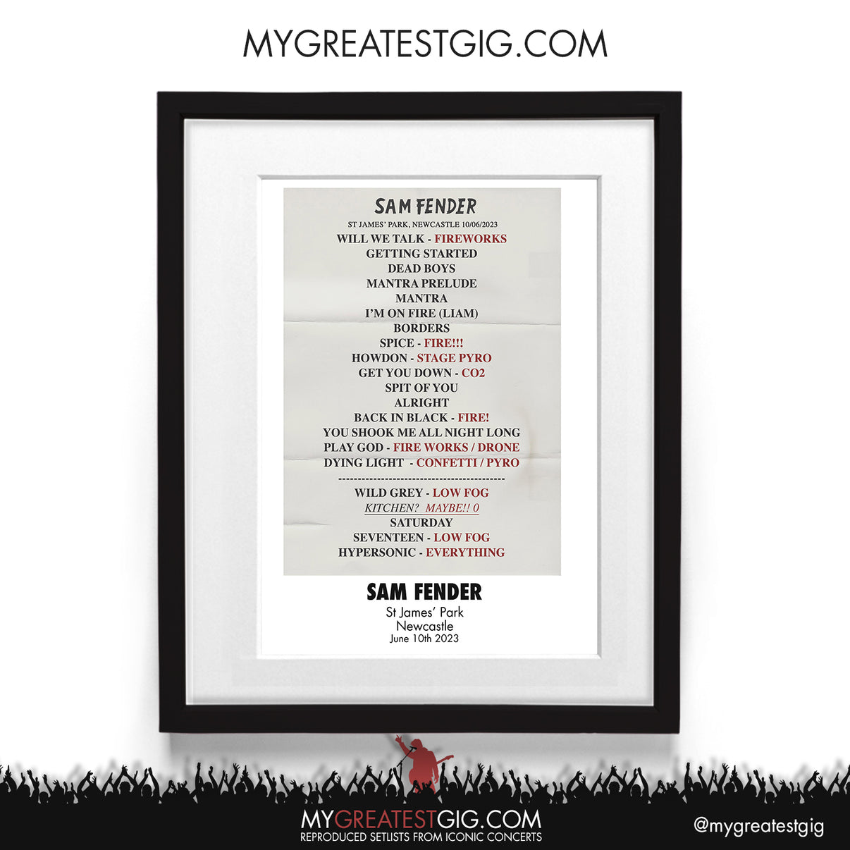 Sam Fender - Newcastle - June 10th 2023 Recreated Setlist Poster – My ...