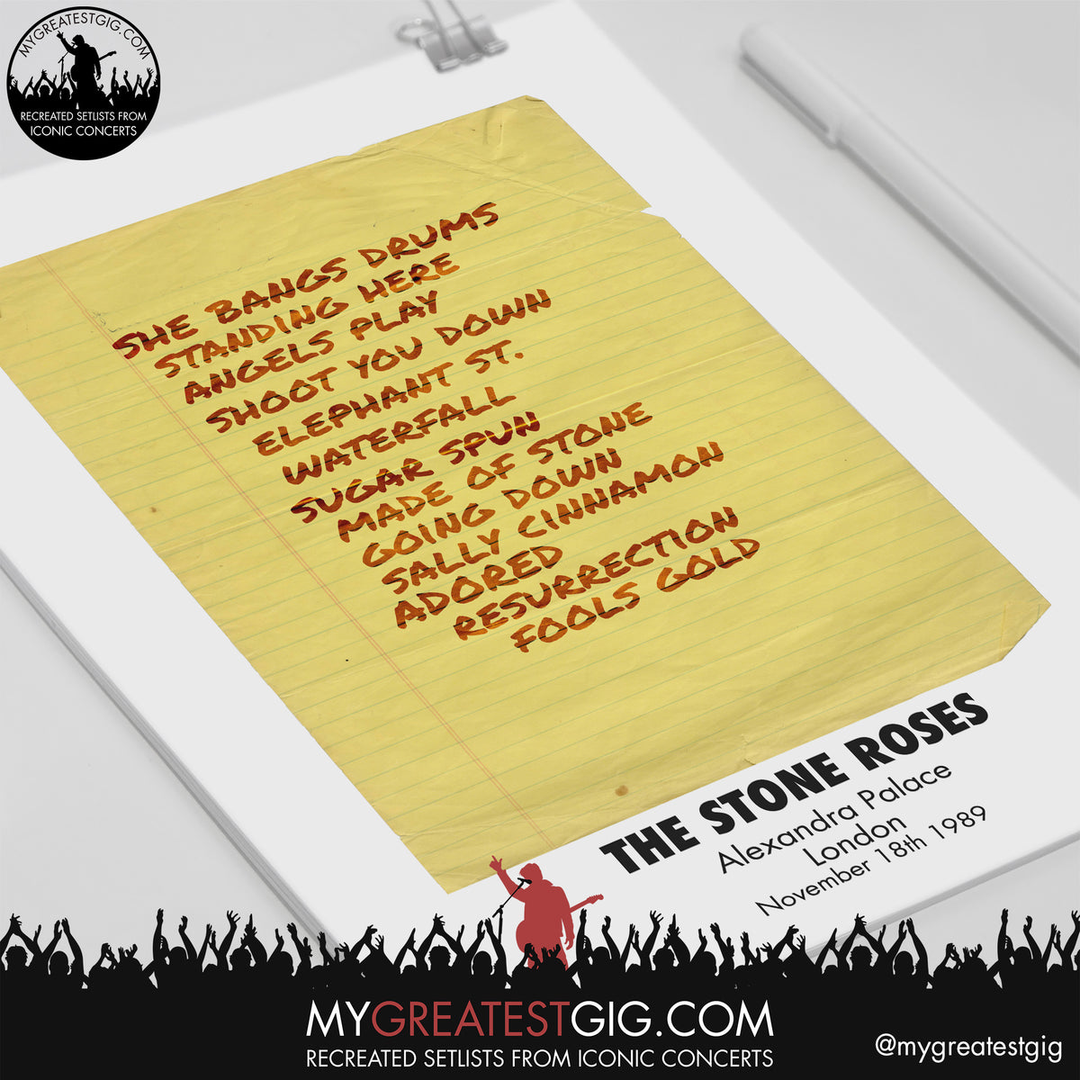 Stone Roses - London - Nov 18th 1989 Recreated Set List Poster – My ...