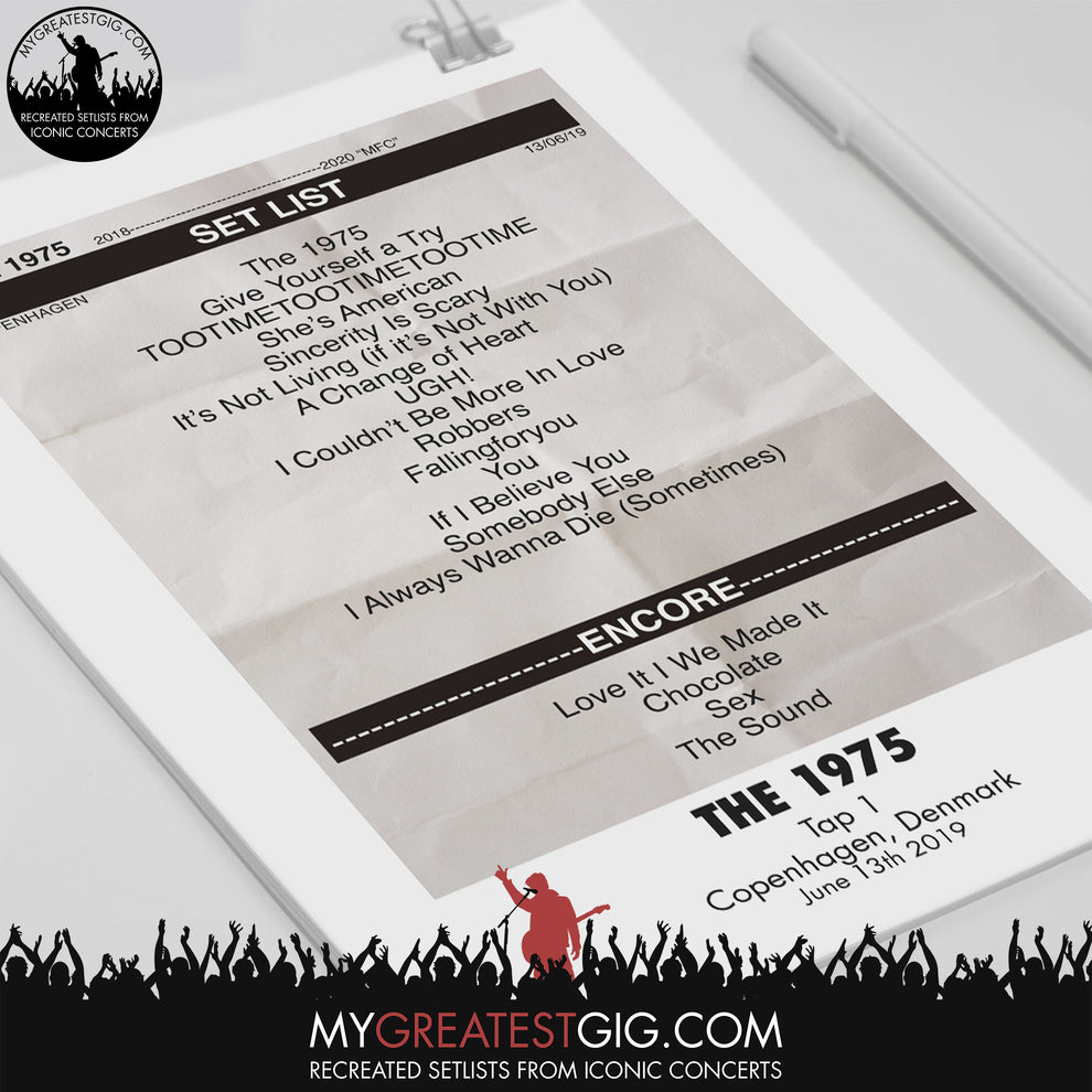 The 1975 - Copenhagen - Jun 13th 2019 Recreated Set List Poster – My ...