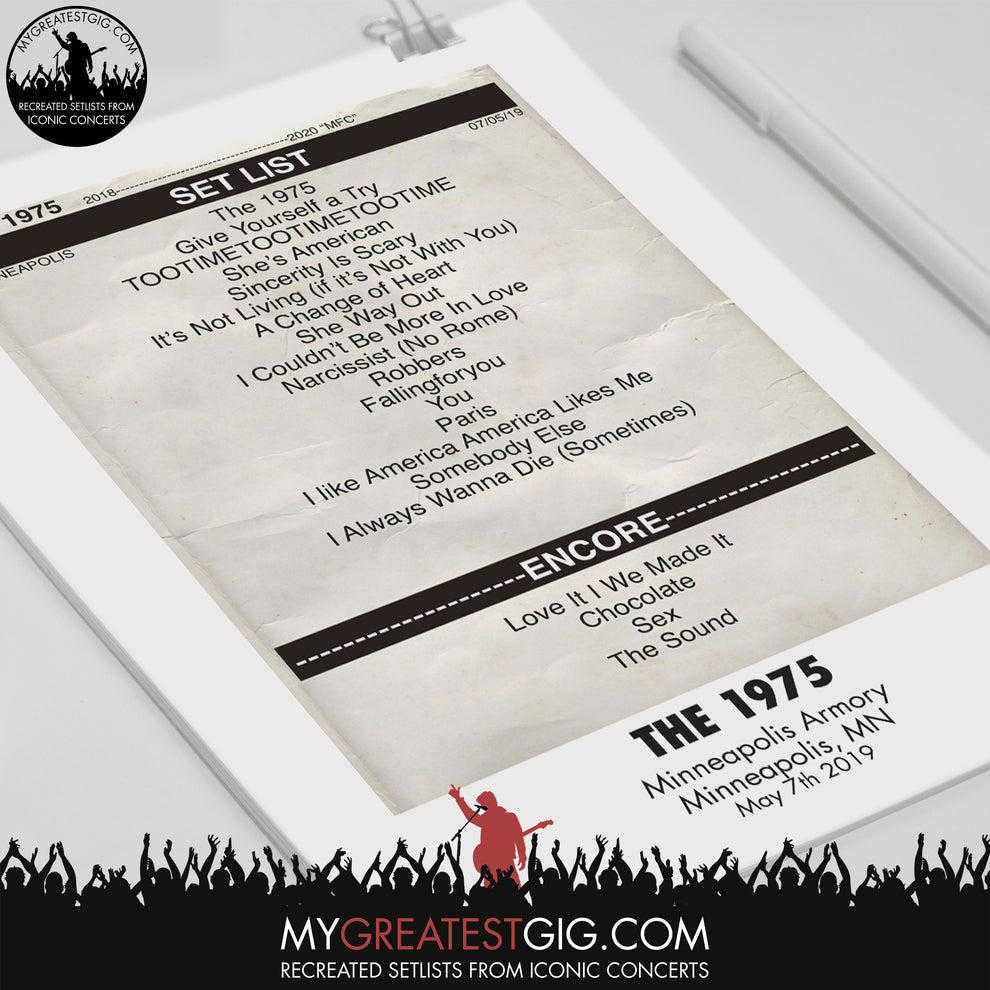 The 1975 - Minneapolis - May 7th 2019 Recreated Set List Poster – My ...