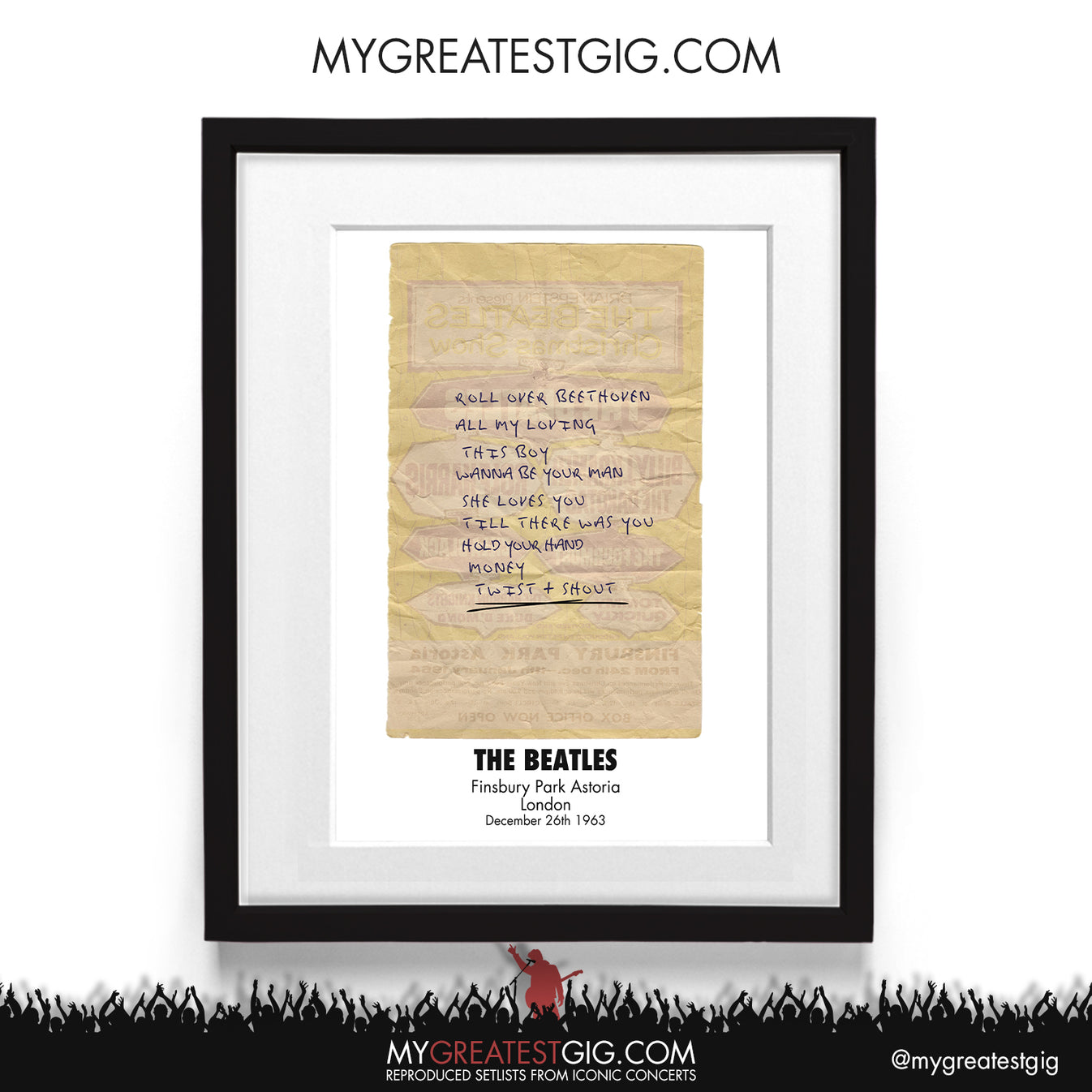 The Beatles - London - Dec 26th 1963 Recreated Setlist Poster – My ...