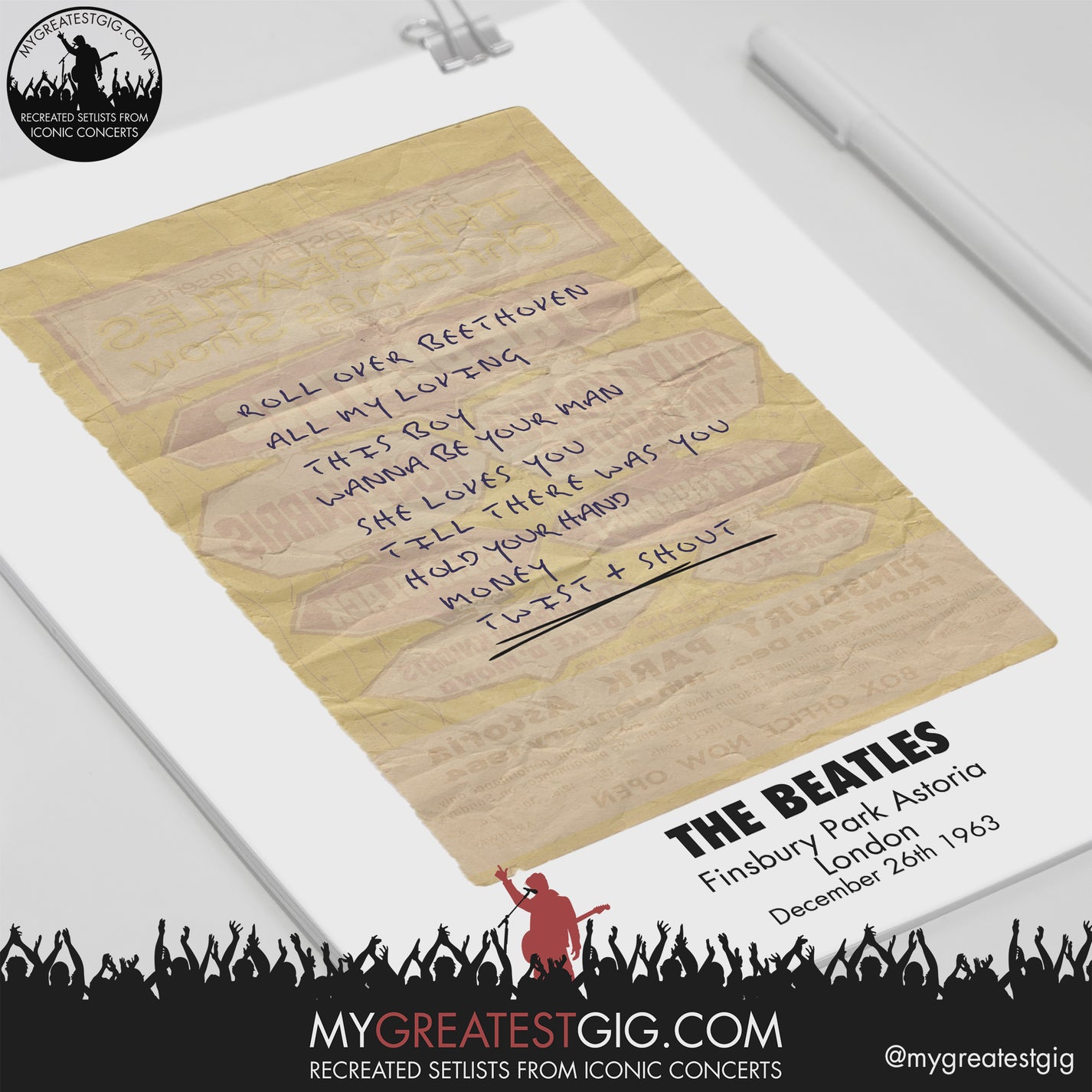 The Beatles - London - Dec 26th 1963 Recreated Setlist Poster – My ...