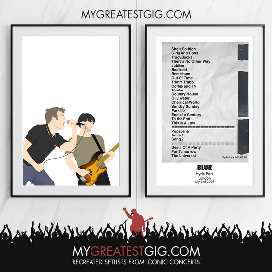 Blur - Hyde Park - Jul 2nd 2009 Recreated Set List Poster & Illustrati ...