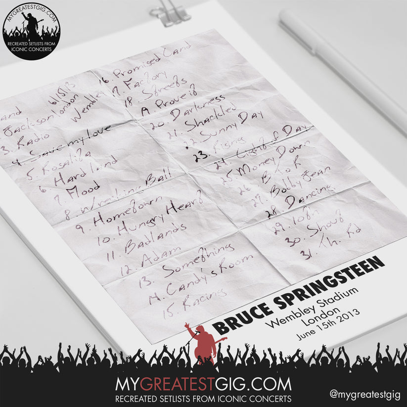 Bruce Springsteen - London - Jun 15th 2013 Recreated Setlist Poster ...