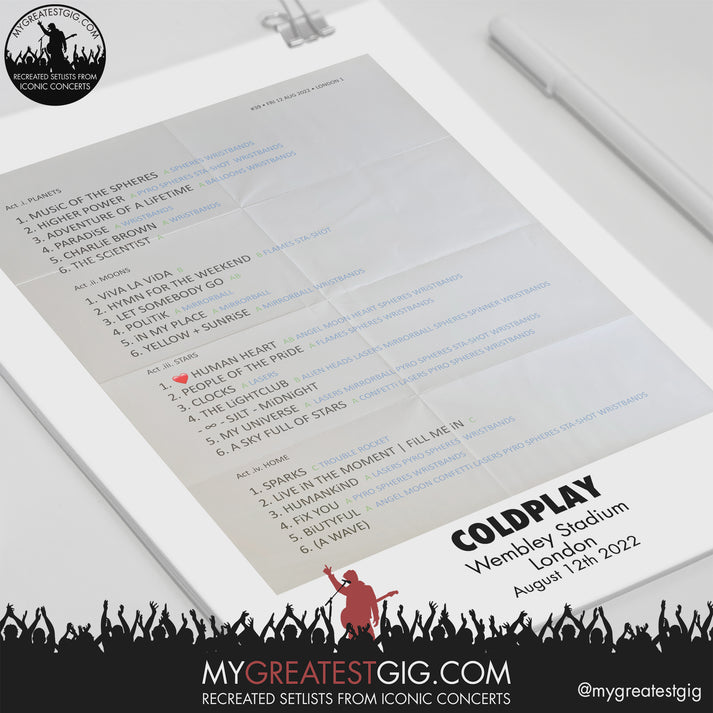 Coldplay - London - Aug 12th 2022 Recreated Setlist Poster – My ...
