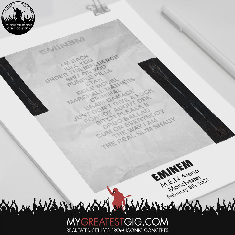 Eminem - Manchester - Feb 8th 2001 Recreated Set List Poster – My ...