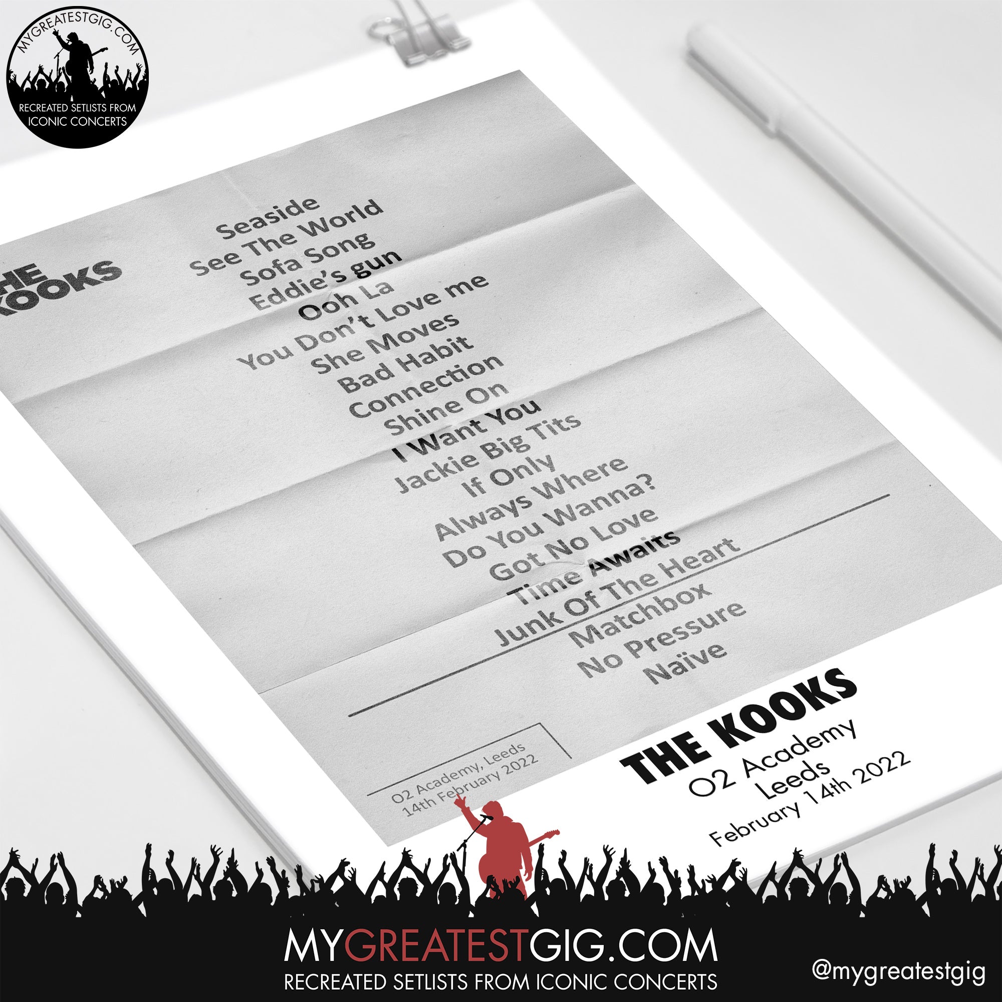 The Kooks - Leeds - Feb 14th 2022 Recreated Setlist Poster – My ...