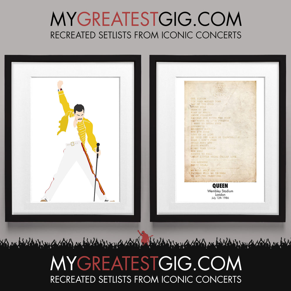 Queen - Wembley - Jul 12th 1986 Recreated Set List Poster & Illustrati ...