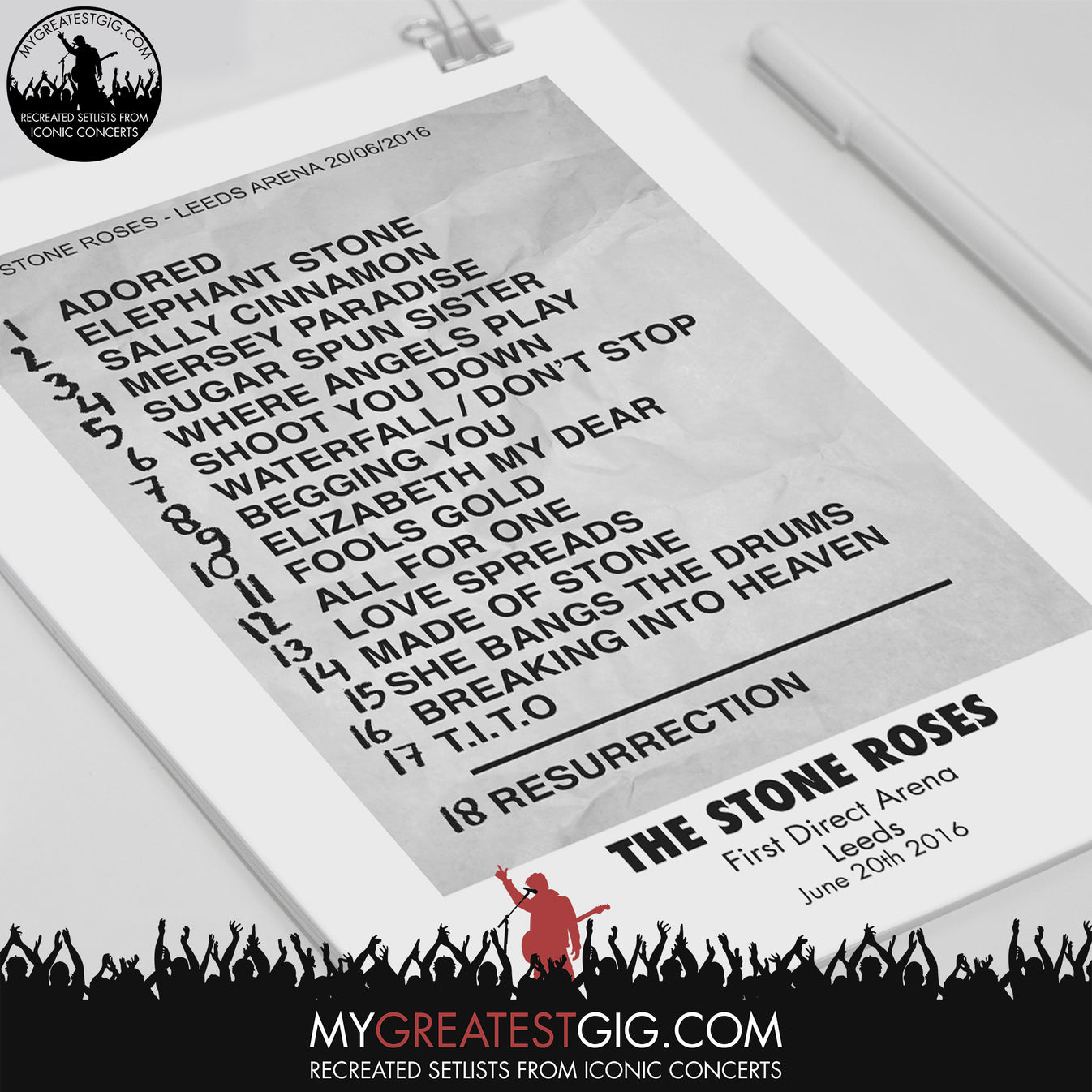 Stone Roses - Leeds - Jun 20th 2016 Recreated Set List Poster – My ...