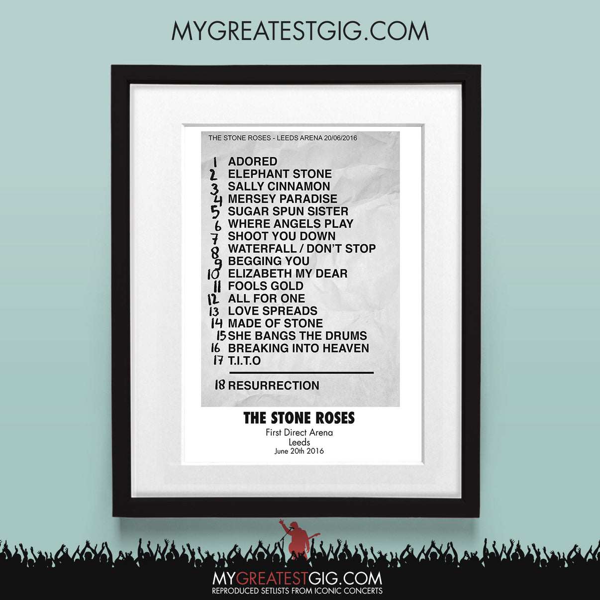 Stone Roses - Leeds - Jun 20th 2016 Recreated Set List Poster – My ...