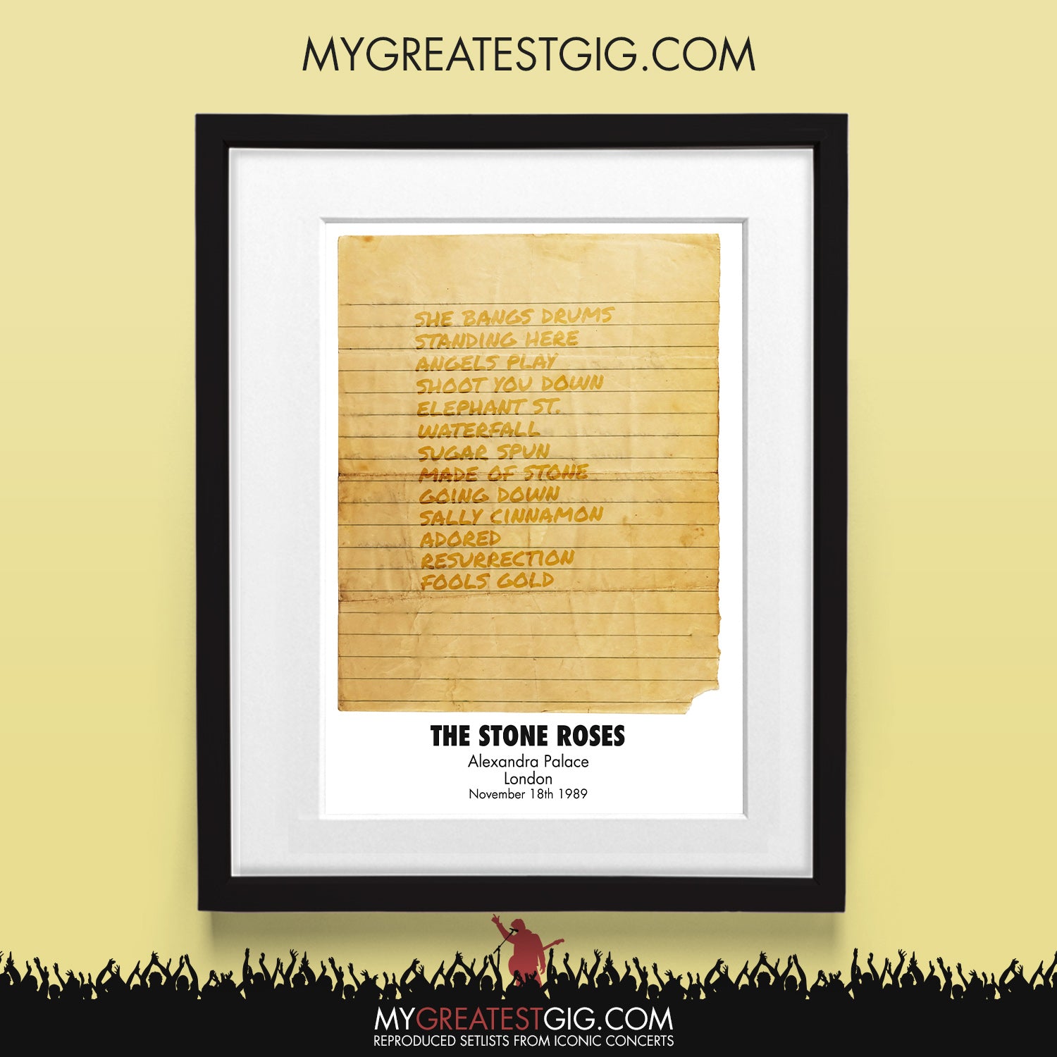 Stone Roses - London - Nov 18th 1989 Recreated Set List Poster – My ...