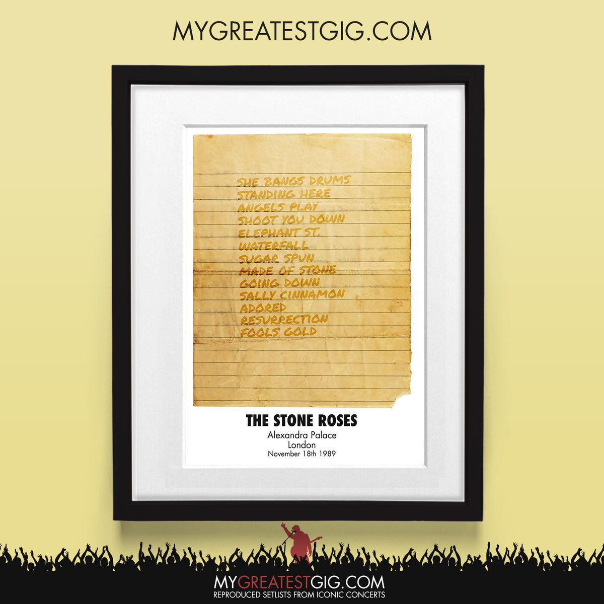 Stone Roses - London - Nov 18th 1989 Recreated Set List Poster – My ...