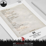 U2 - Edinburgh - Aug 1st 1987 Recreated Set List Poster – My Greatest Gig